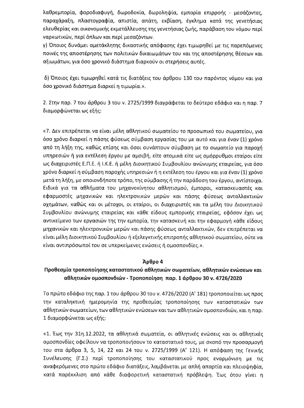 ΡΥΘΜΙΣΕΙΣ ΠΟΥ ΑΦΟΡΟΥΝ ΑΘΛΗΤΙΚΑ ΣΩΜΑΤΕΙΑ (Στις 01-06-2022) - Στράτος ...