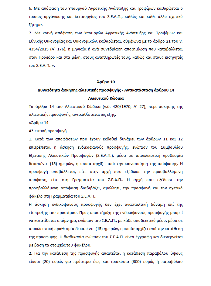 ΤΡΟΠΟΠΟΙΗΣΗ ΑΛΙΕΥΤΙΚΟΥ ΚΩΔΙΚΑ. - Στράτος Σιμόπουλος